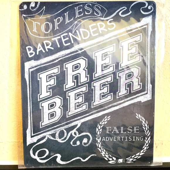 Wall Decor | New Topless Bartenders Free Beer Metal Sign | Poshmark